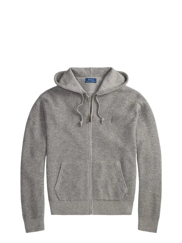 Polo Ralph Lauren Waffle-knit Zip-up Hoodie - Grey
