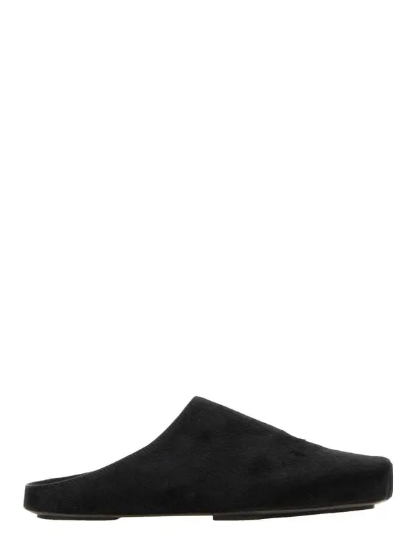UMA WANG Calf Hair Round Toe Slippers - Black