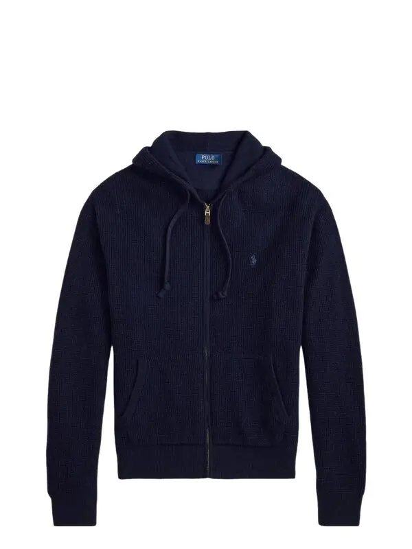 Polo Ralph Lauren Waffle-knit Wool-cotton Hooded Sweater - Hunter Navy