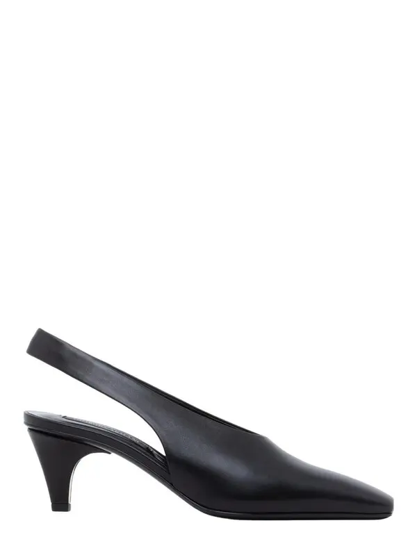Giorgio Armani Leather Slingback Mid Heel Pumps - Black