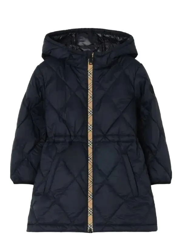 Burberry Quilted Nylon Hooded Coat - Navy