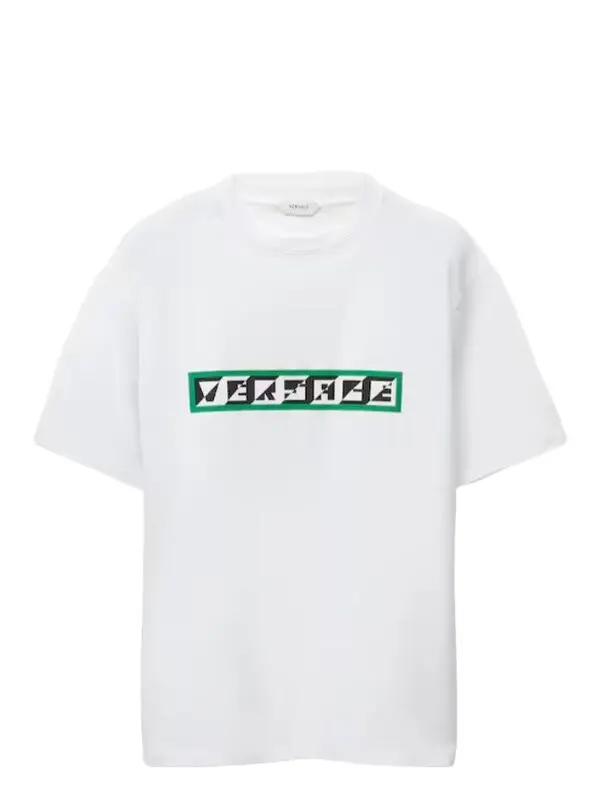 Versace Printed Cotton-jersey Regular T-shirt - White