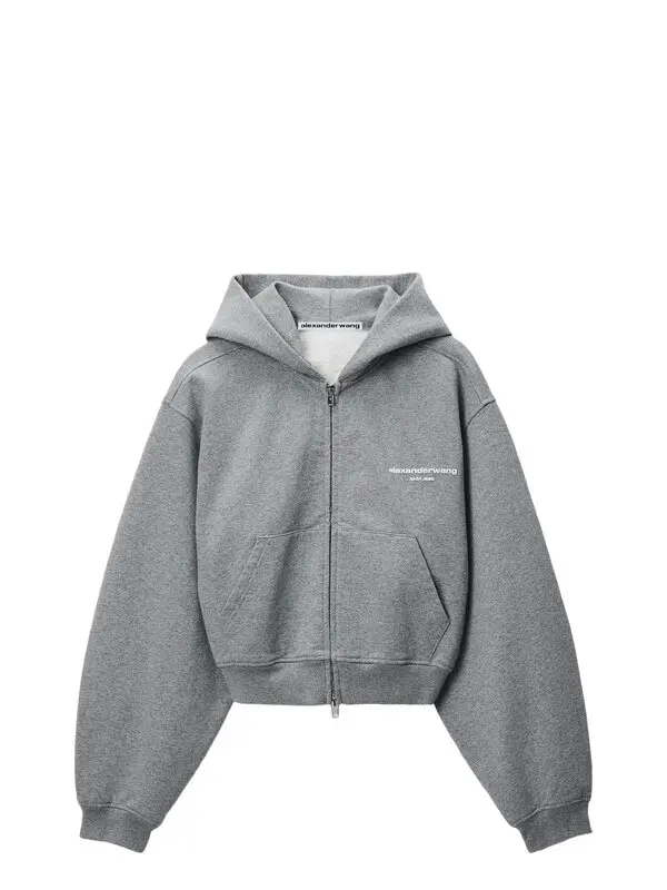 Alexander Wang Printed Cropped Hoodie - Gray