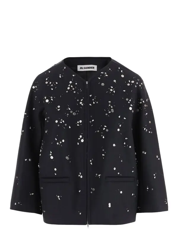 JIL SANDER Embellished Collarless Zip Jacket - No