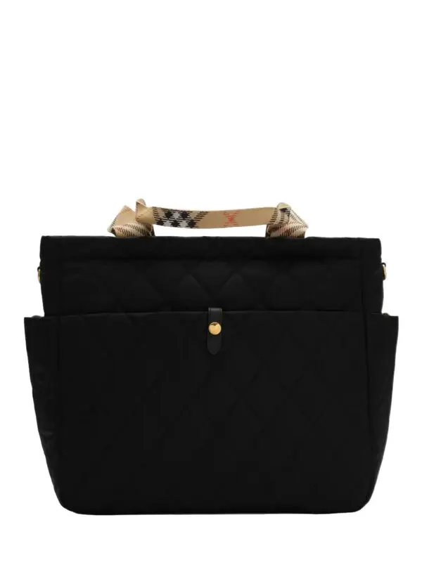 Burberry Check Trim Quilted Nylon Baby Changing Bag - Black