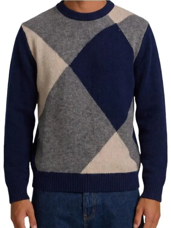 BALLANTYNE Crew Neck Geometric Print Jumper - Black