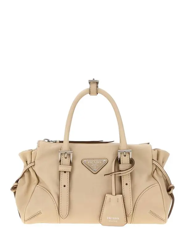 Prada Vitello Leather Handbag - Brown