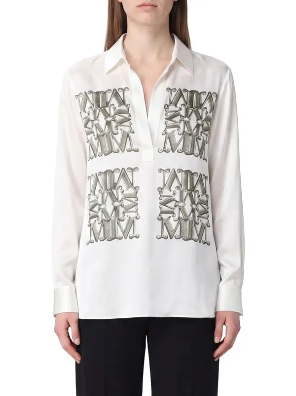 Max Mara Long Sleeve Shirt With Monogram Detail - Multicolor