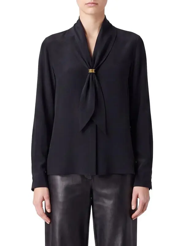 Max Mara Draped Tie Neck Shirt - Black