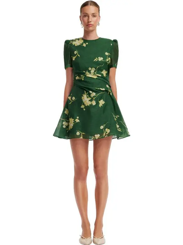 LEO LIN Elyse Short Sleeve Mini Dress - Forest Print