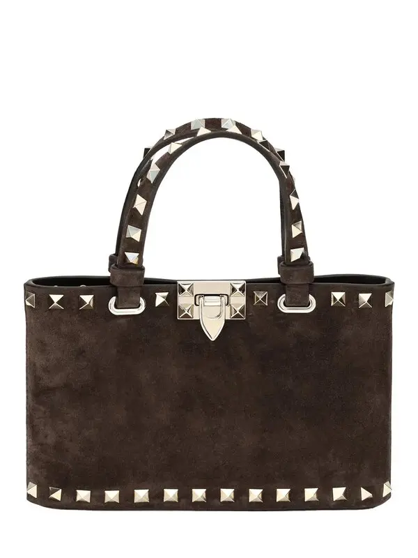 Valentino Garavani Suede Rockstud Mini Handbag - Brown
