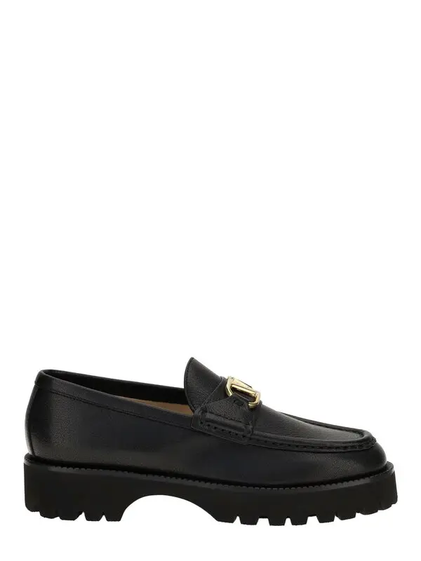 Valentino Garavani Vlogo Signature Leather Loafers - Black