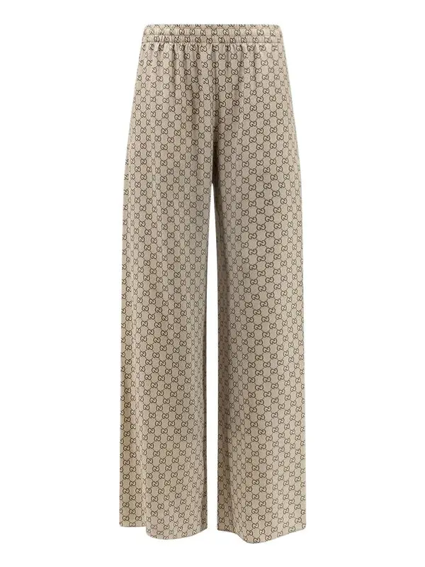 Gucci Silk Trousers With Gg Print - Multicolor