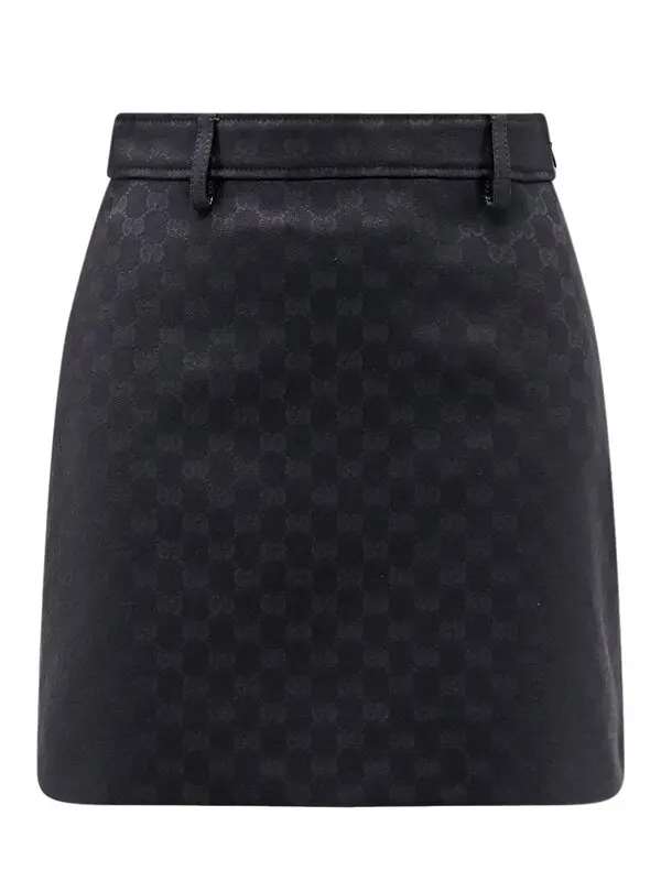 Gucci Gg Cotton Blend Mini Skirt - Black