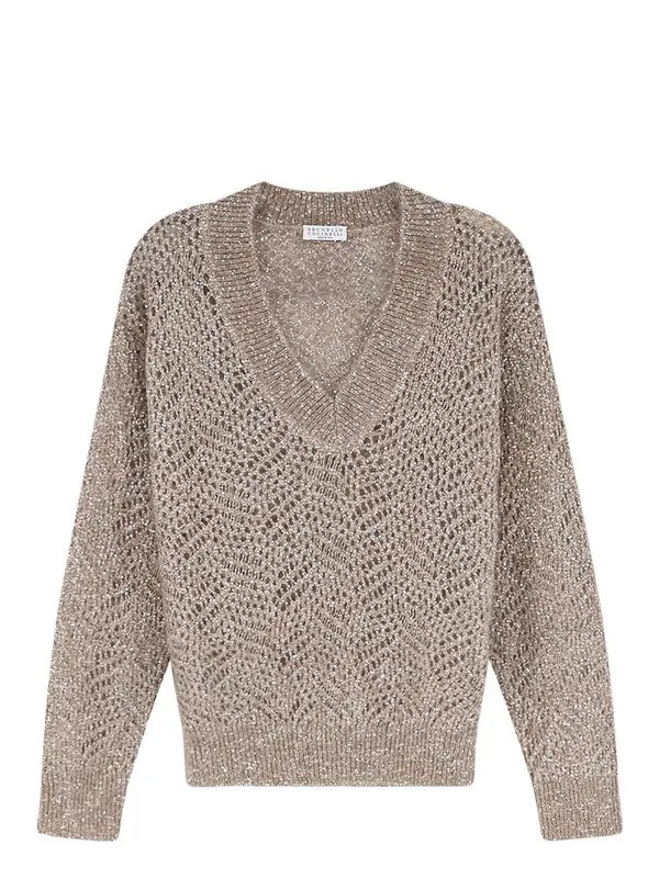 Brunello Cucinelli Beige Mohair Blend Sweater - Multicolor