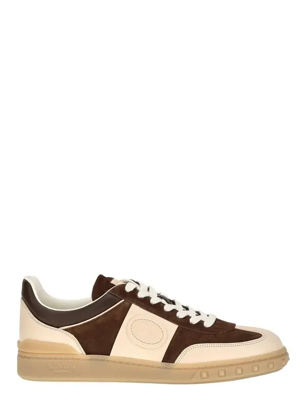 Valentino Garavani Upvillage Suede And Nappa Calfskin Low Top Sneakers - Brown