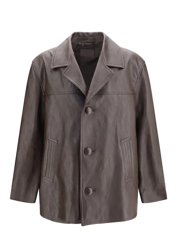 Prada Leather Caban Jacket - Brown