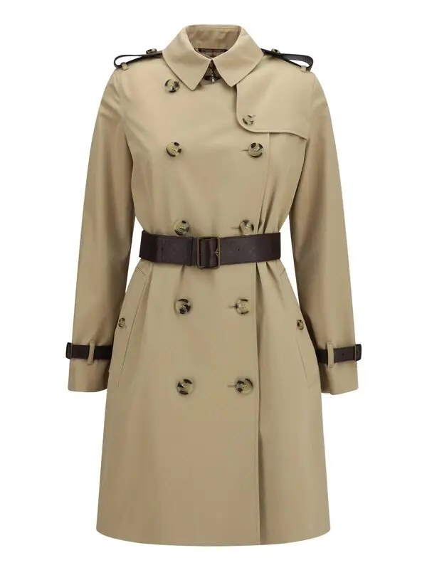 Burberry Kensington Midi Trench Coat - Cream