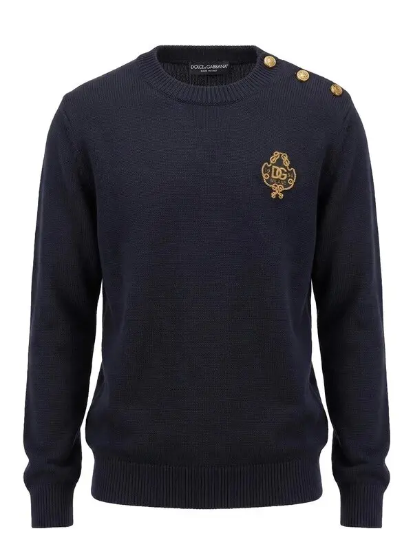 Dolce & Gabbana Wool Roundneck Sweater With Embellishment - Multicolor