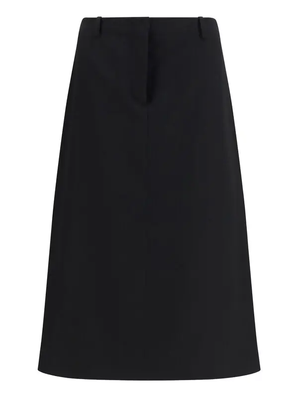Fendi Grain De Poudre Wool Midi Skirt - Black