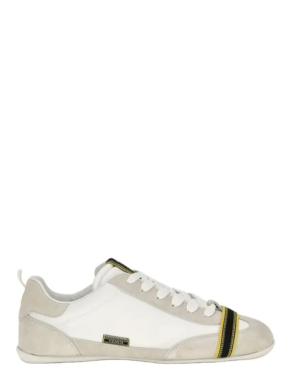 Fendi Wrap Suede And Fabric Sneakers - Gray