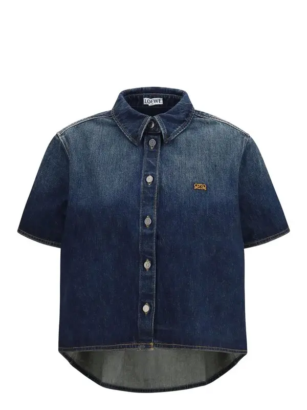 Loewe Short Sleeve Denim Trapeze Shirt - Blue