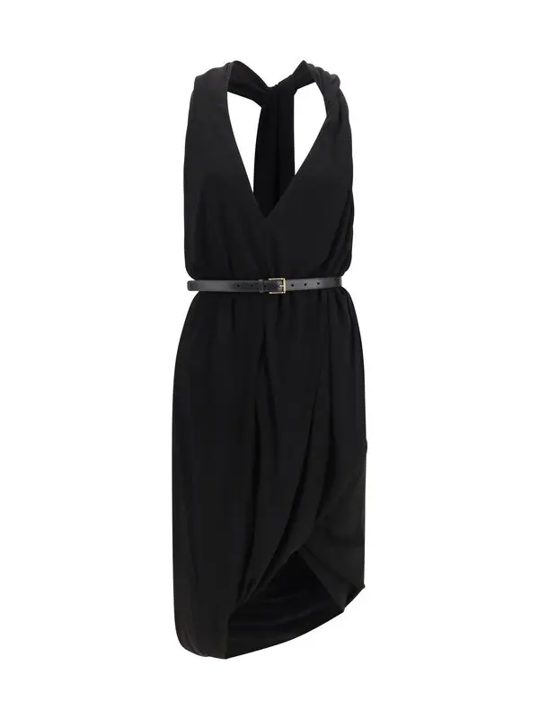 Loewe Draped Viscose Dress - Black