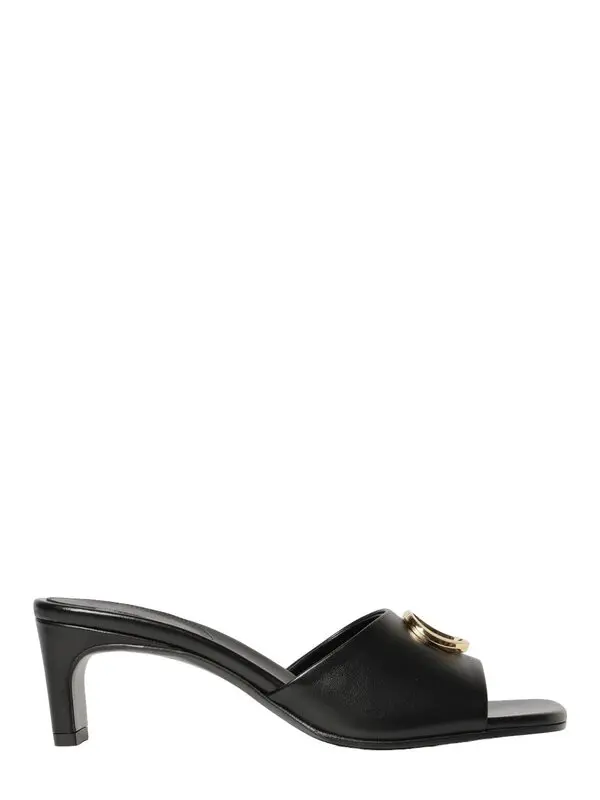 Gucci Heeled Sandals With Gold Tone Detail - Black