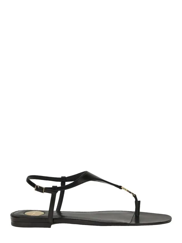 Saint Laurent Calf Leather Heeled Sandal - Black