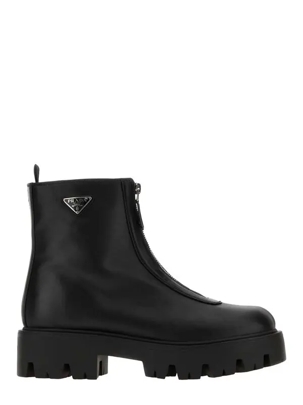 Prada Zip-up Leather Boots - Black