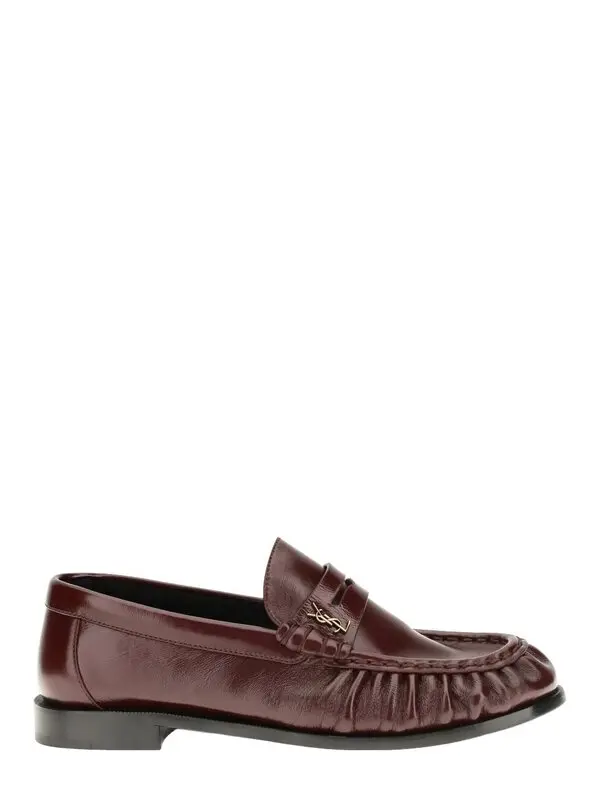 Saint Laurent Burgundy Calf Leather Loafers - Red