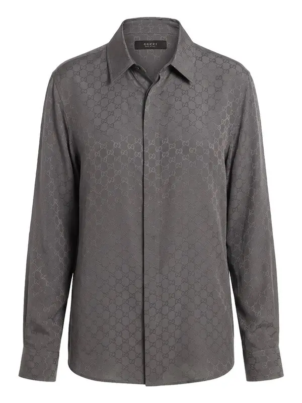 Gucci Gg Jacquard Silk Shirt - Multicolor