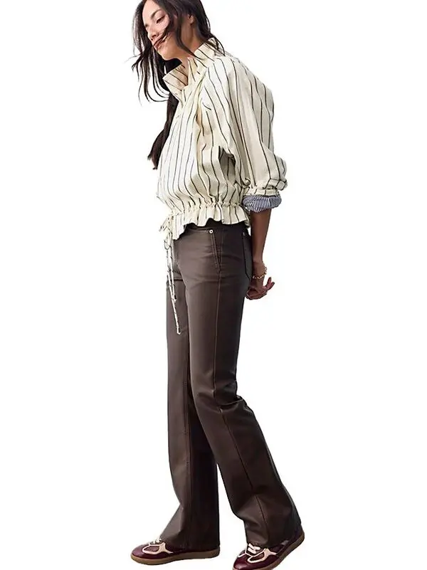 Free People We The Free Vegan Leather Double Knot High-rise Bootcut Jeans - Rusty