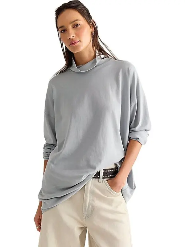 Free People We The Free Nevada Solid Long Sleeve Top - Quarry