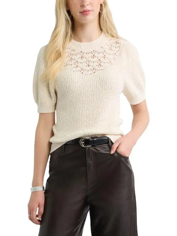 Treasure & Bond Pointelle Cotton Sweater - Ivory Pristine