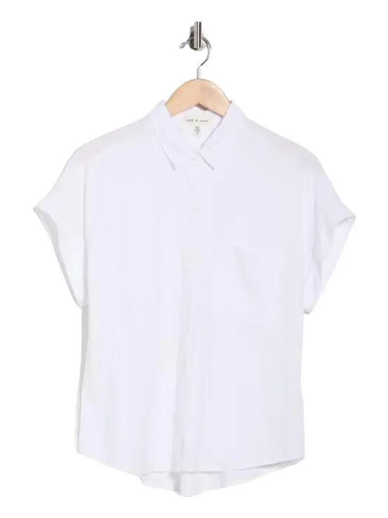 CLOTH & STONE Short Sleeve Button-up Shirt - White