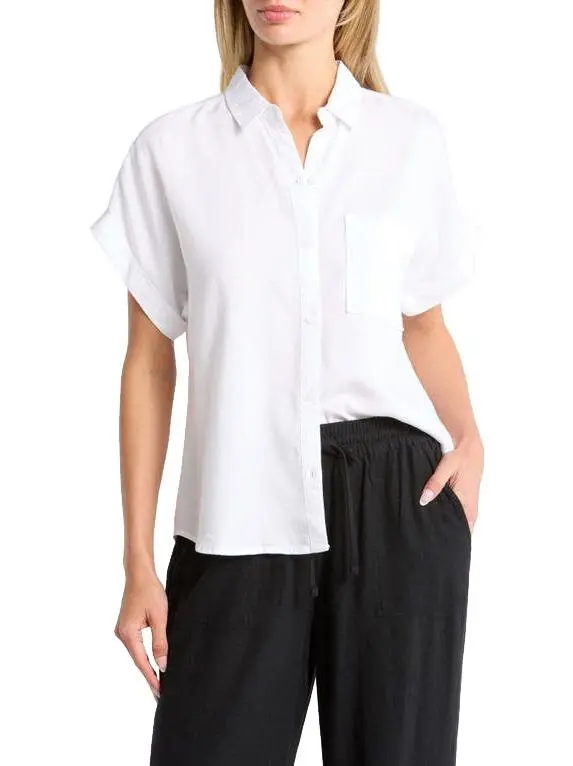CLOTH & STONE Short Sleeve Button-up Shirt - White