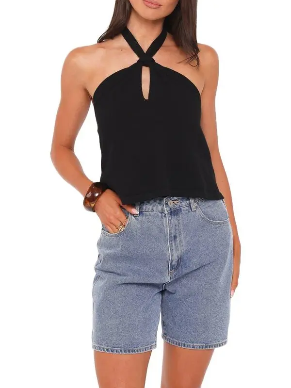 PETAL & PUP Haley Halter Top - Black