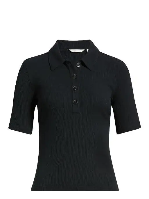 Caslon Ribbed Polo - Black