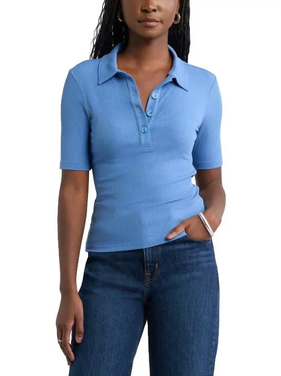 Caslon Ribbed Knit Polo - Blue Glory