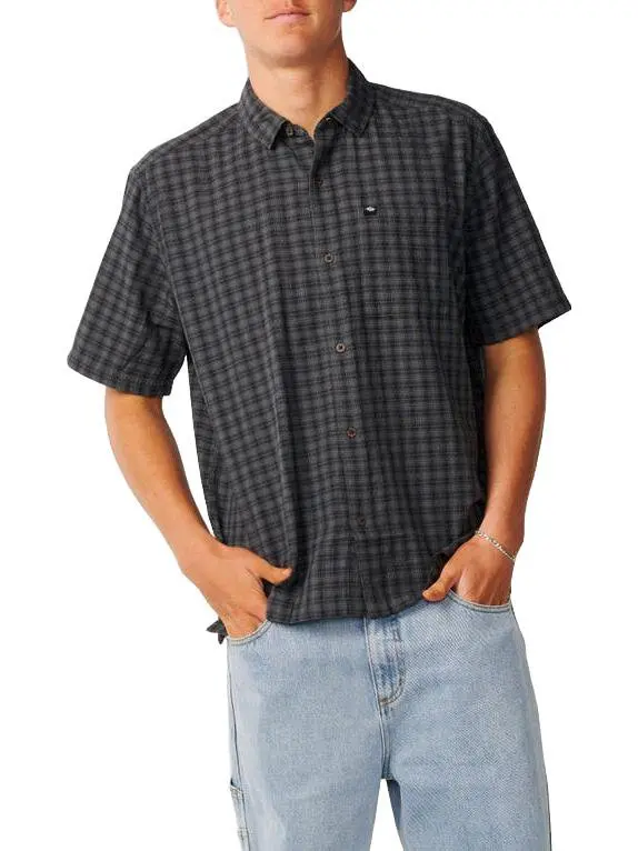 Rip Curl Classic Surf Check Short Sleeve Cotton Button-up Shirt - Black