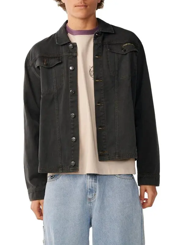 Rip Curl S-series Cotton Twill Trucker Jacket - Washed Black