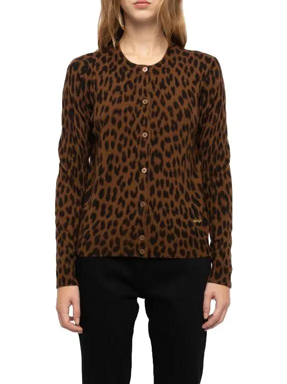 Zadig&Voltaire Missya Leopard Print Wool & Cashmere Cardigan - Caramel