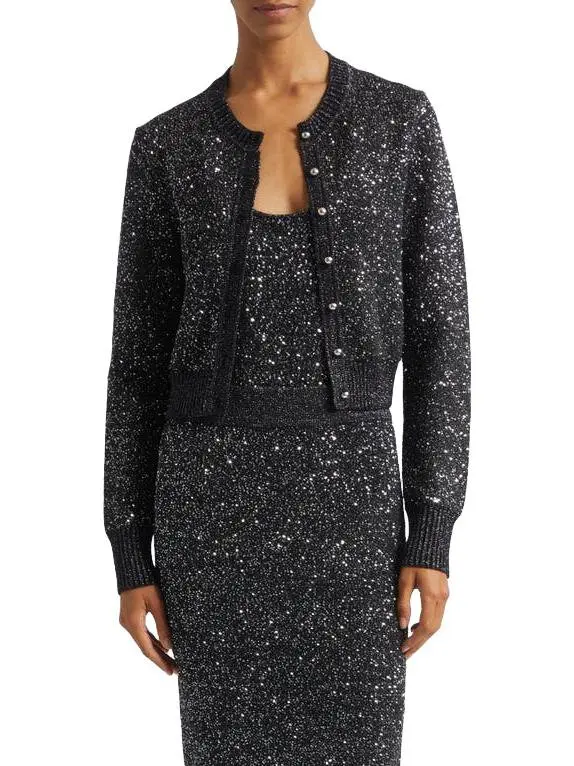 TOCCIN Mollie Sequin Cropped Cardigan - Onyx