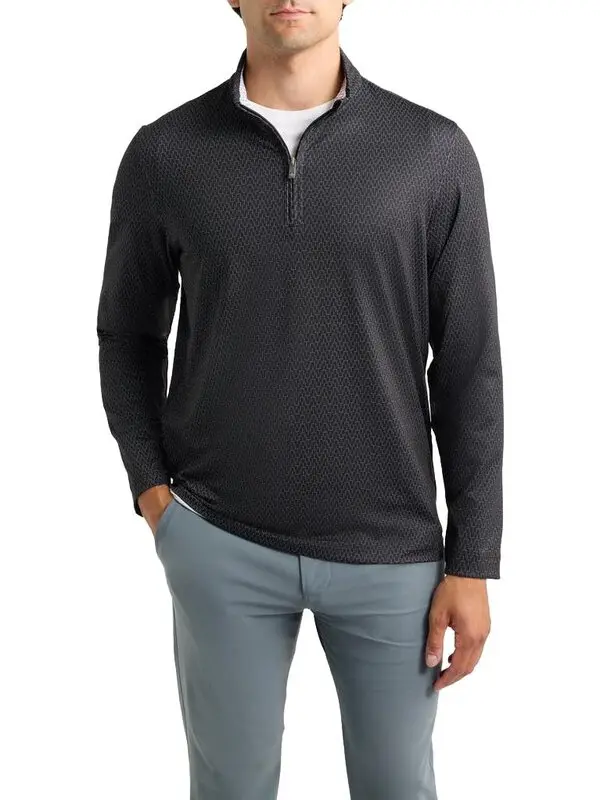 Johnston & Murphy Game Day Xc+™ Goal Post Print Quarter Zip Pullover - Black