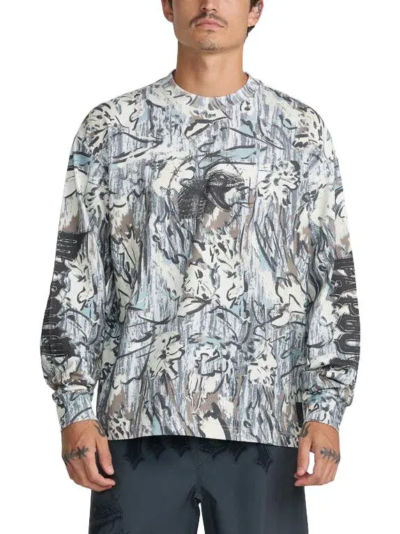Rvca X Tapout Long Sleeve Heavyweight Cotton Jersey Graphic T-shirt - Camo