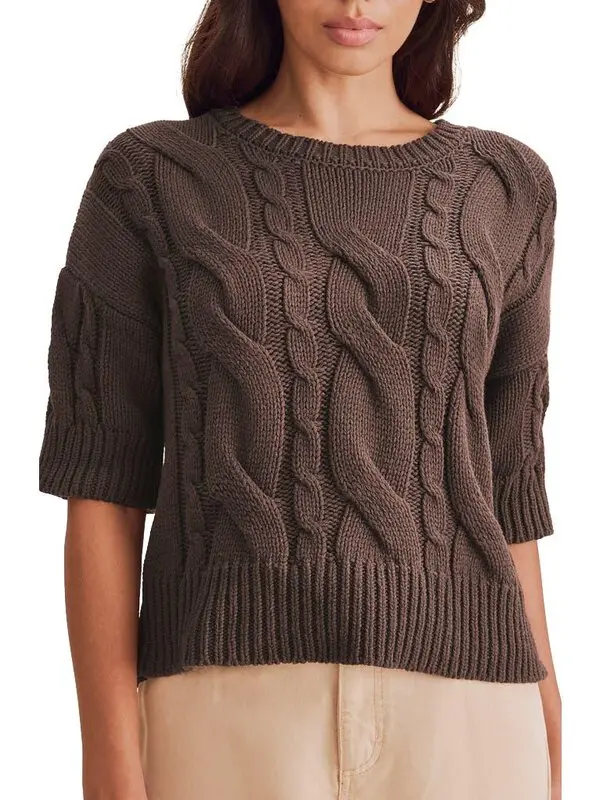 Splendid Rhiannon Cable Knit Sweater - Java Brown