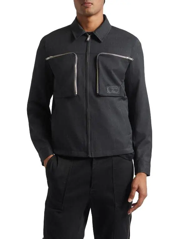 Undercover Logo Patch Zip-up Jacket - Charcoal