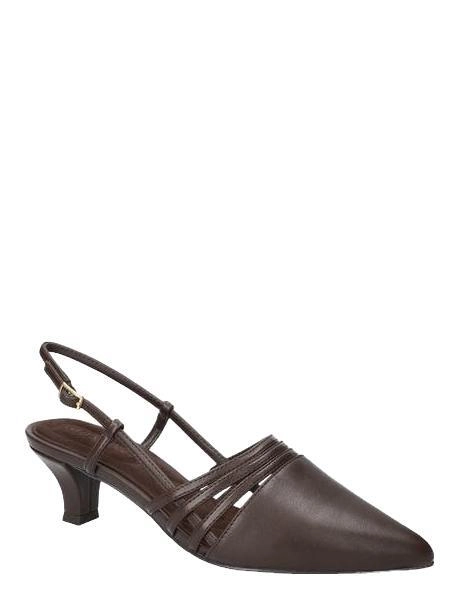 EASY WORKS BY EASY STREET Aura Slingback Kitten Heel Pumps - Brown