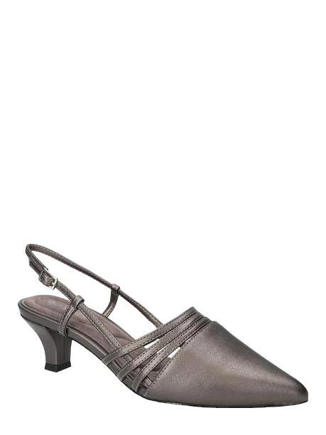 EASY WORKS BY EASY STREET Aura Slingback Kitten Heel Pumps - Pewter